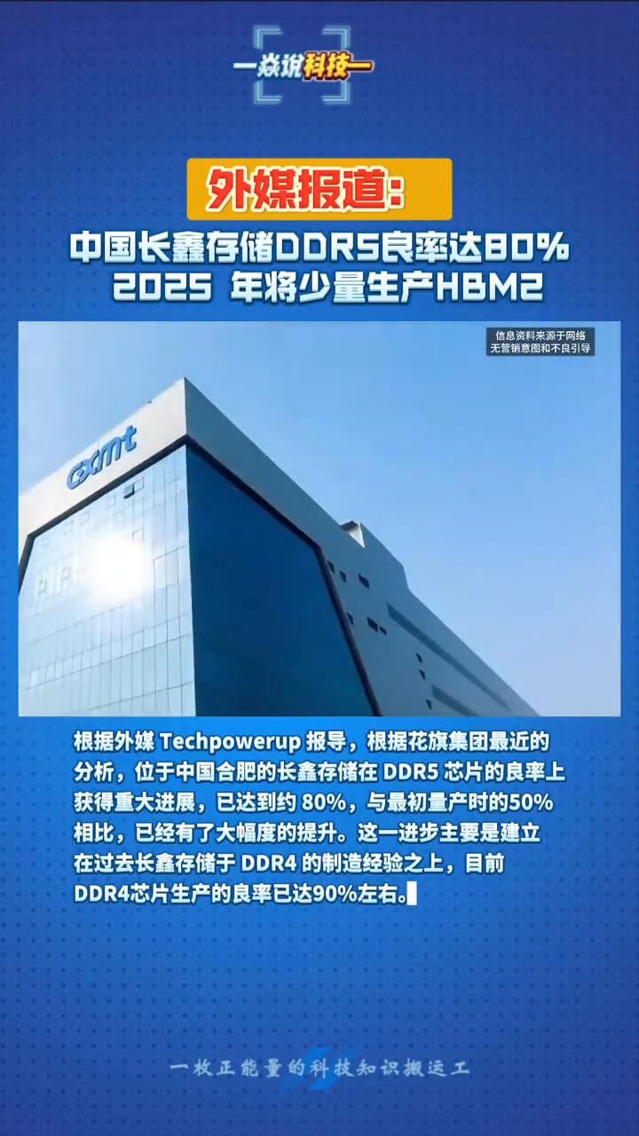外媒报道：中国长鑫存储DDR5良率达80%。_高清1080P在线观看平台_腾讯视频