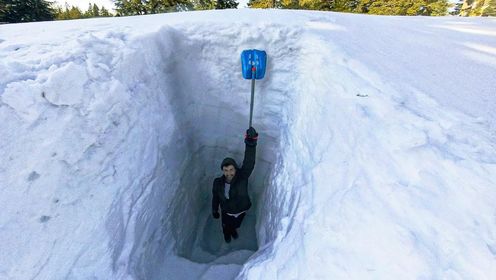 海拔2000米雪山顶，雪层厚度竟高达6米，小伙徒手挖出雪地城堡_高清1080P在线观看平台_腾讯视频