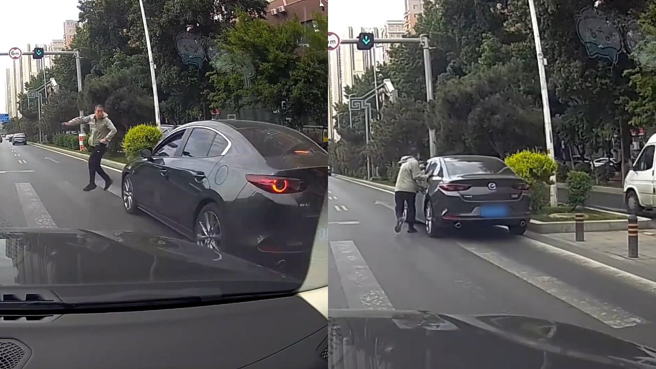 视频车主动让行，大爷挥手致谢被后车直冲吓退，回头火速追车讨说法_高清1080P在线观看平台_腾讯视频