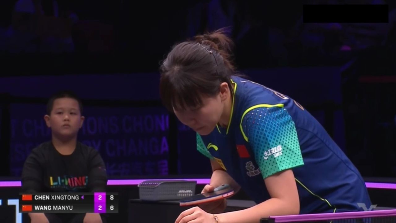 WTT重庆冠军赛女单1/4决赛，王曼昱3-2陈幸同，决胜局回放_腾讯视频