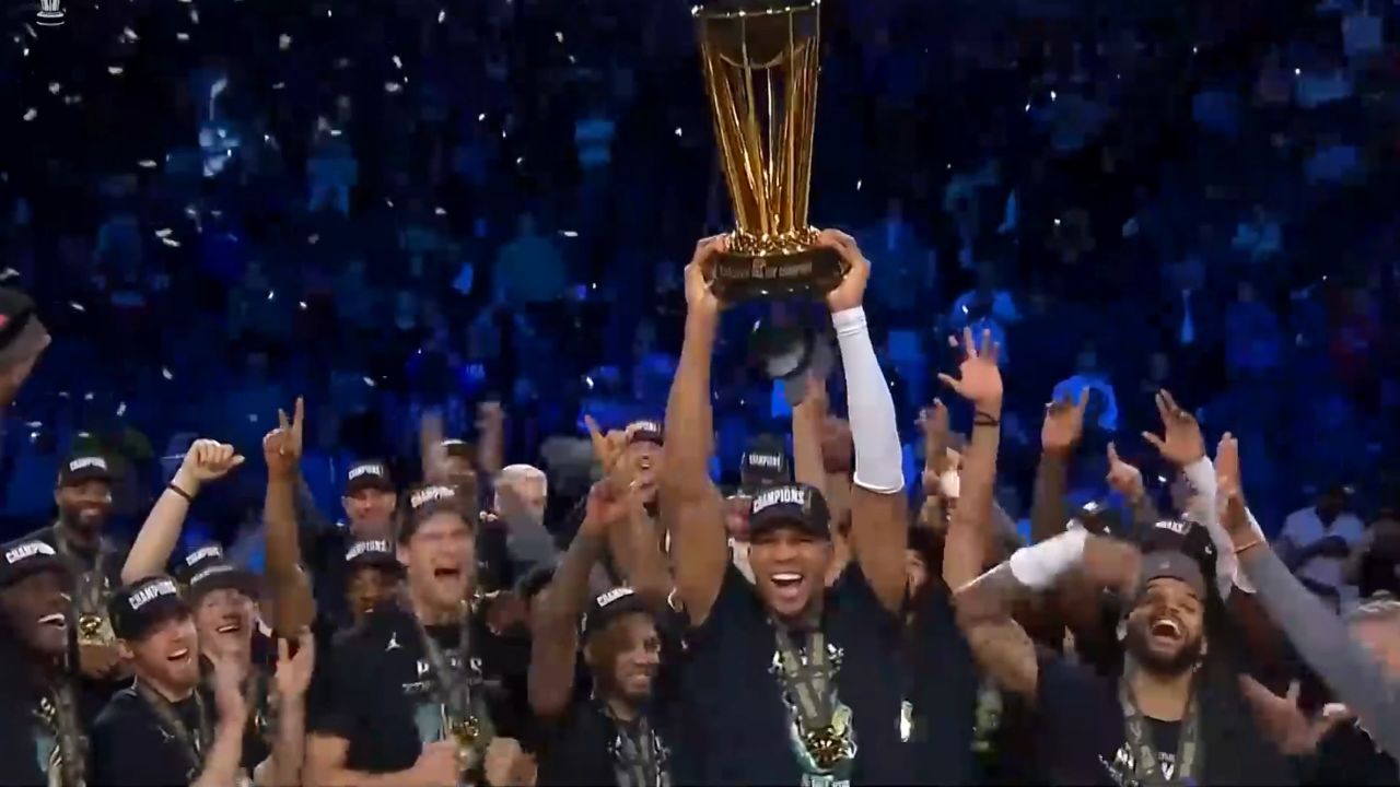 颁奖仪式！雄鹿战胜雷霆全胜加冕NBA杯总冠军字母哥与利拉德捧杯！_高清1080P在线观看平台_腾讯视频