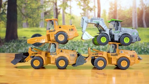 工程车玩具：挖掘机、清障车、铲车一起工作，玩具车模型_少儿_动画片大全_腾讯视频